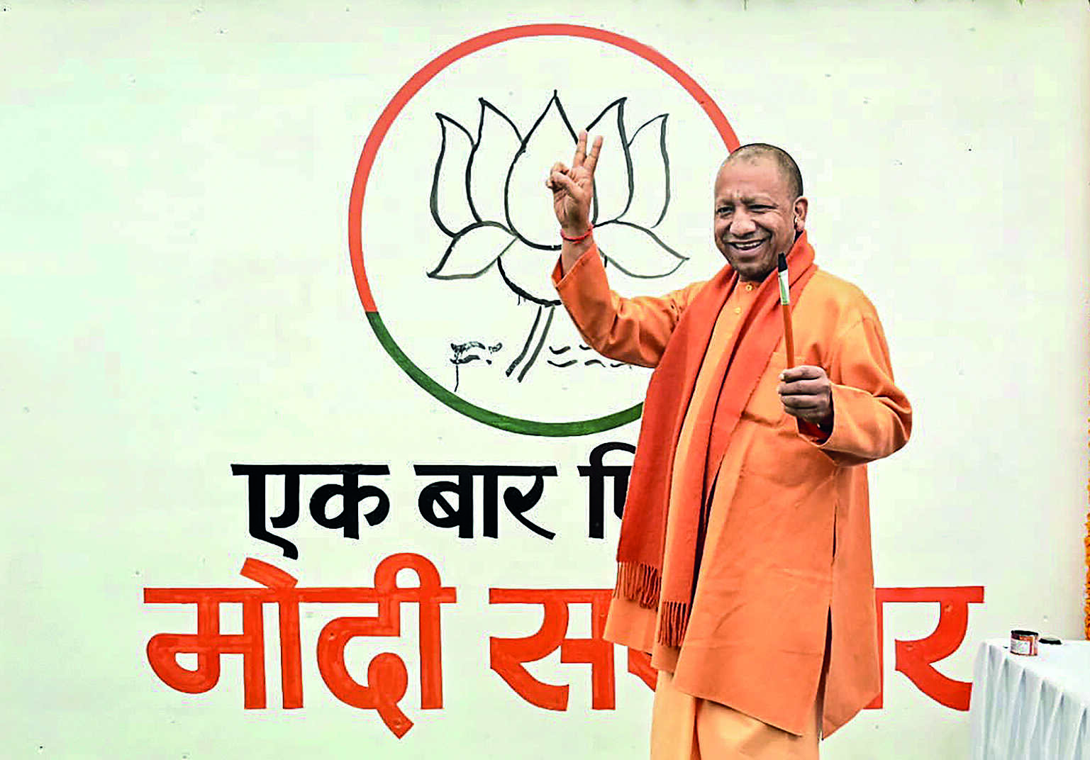 Cm Yogi Adityanath Launches Bjp Wall Writing Campaign In Up