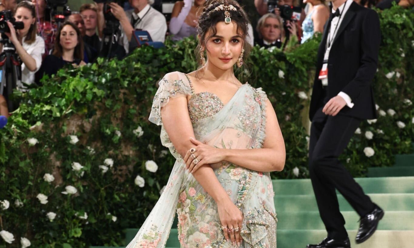 Met Gala 2024: Alia Bhatt walks in floral saree by Sabyasachi Mukherjee