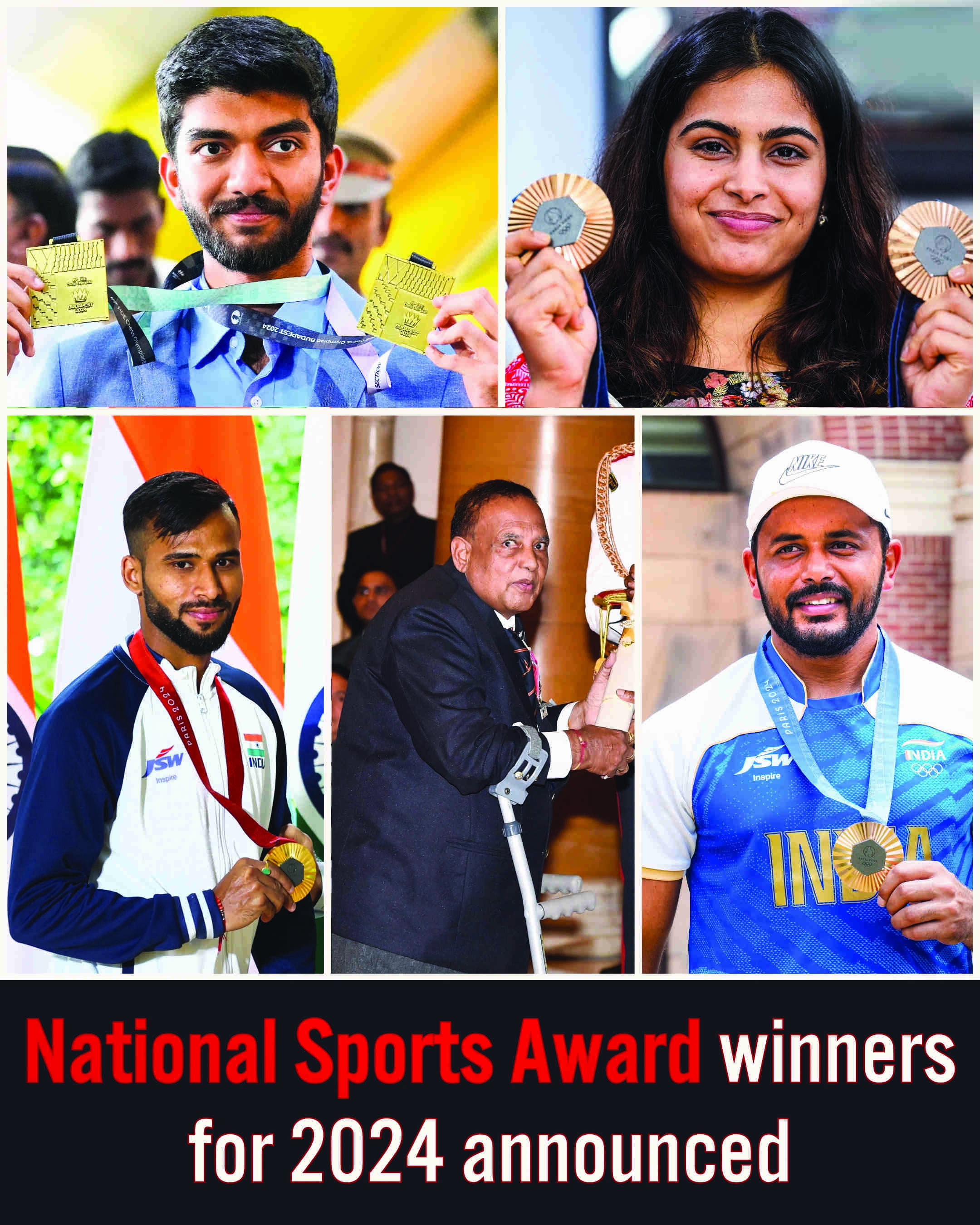 Manu, Gukesh among 4 Khel Ratnas; 17 para-athletes to receive Arjuna