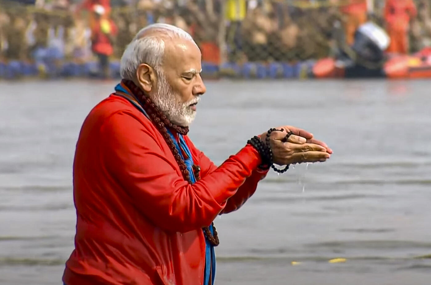 PM Modi takes holy dip at Sangam in Maha Kumbh