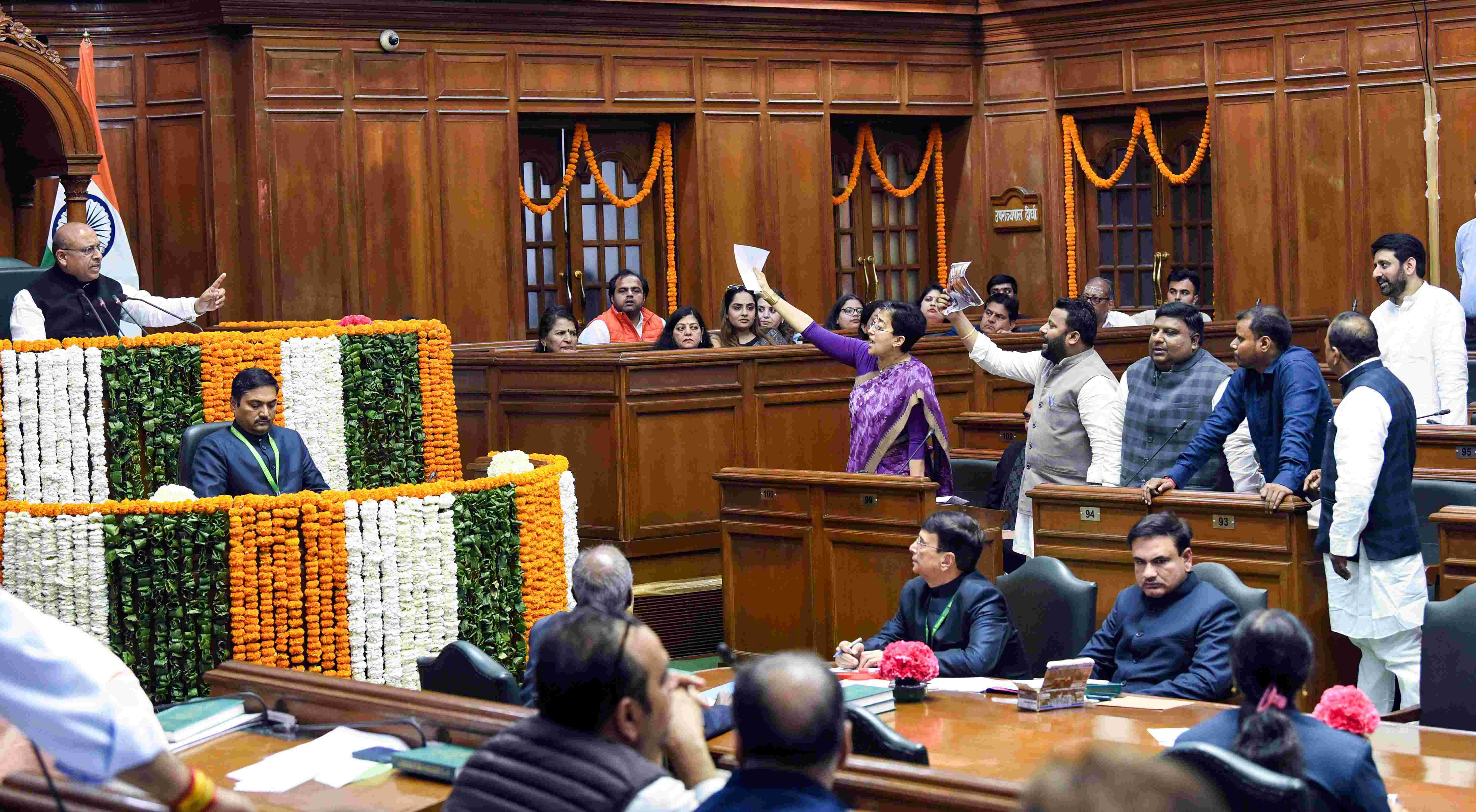 BJP, AAP spar in Delhi Assembly over Ambedkar, Bhagat Singh portraits ...