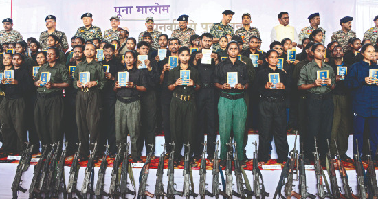 About 210 Maoists with over Rs 9 cr bounty surrender; CM Sai hails ‘new era of peace’